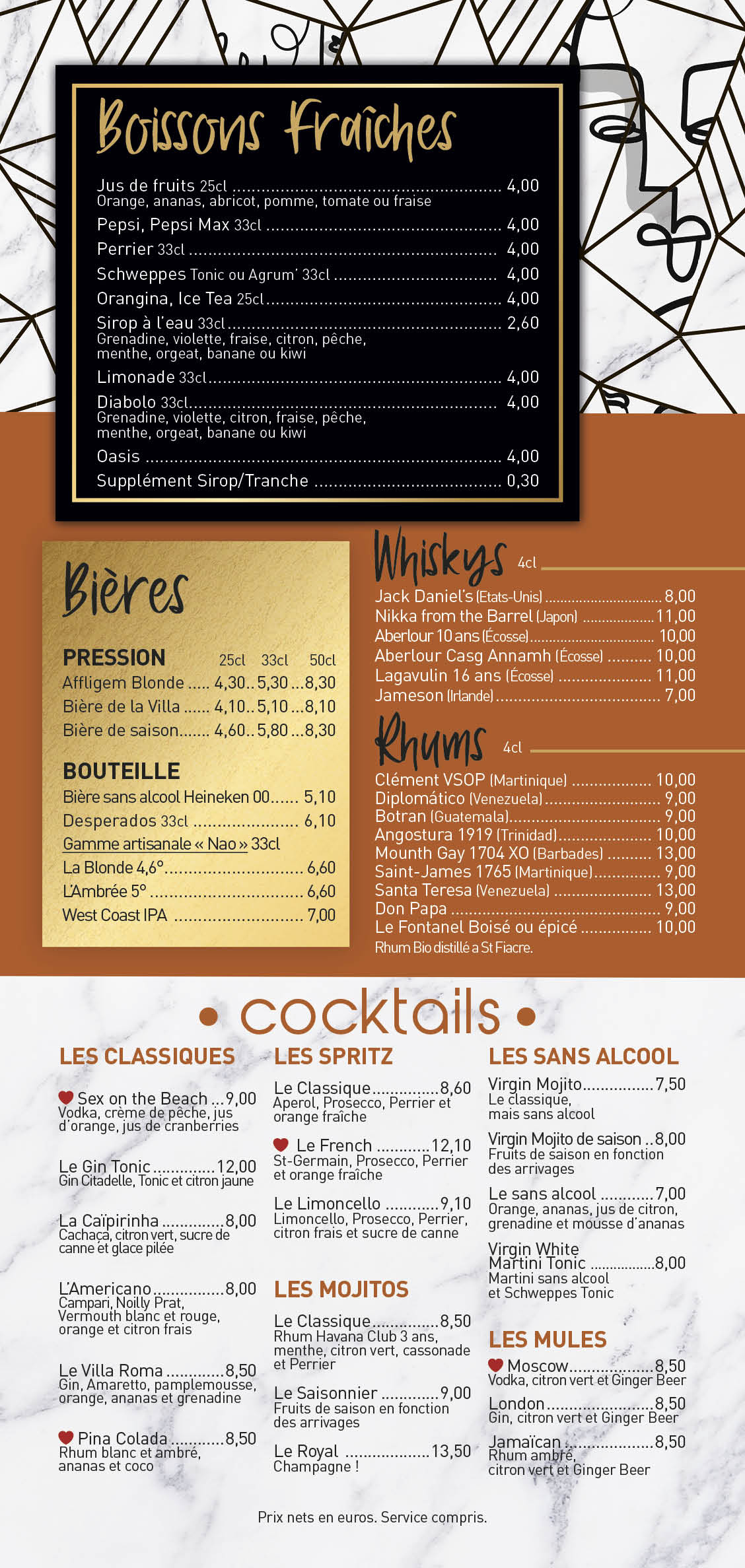 Menu | La Villa roma