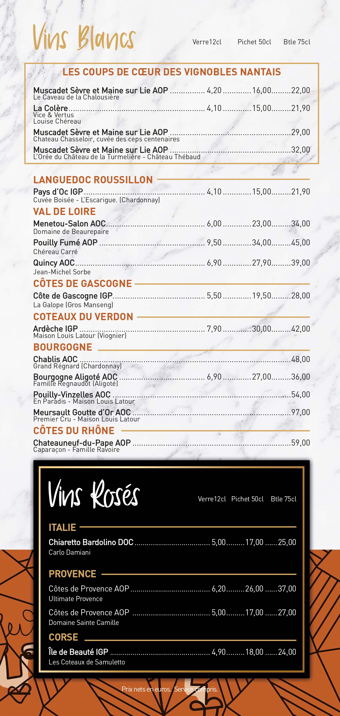 Menu | La Villa roma